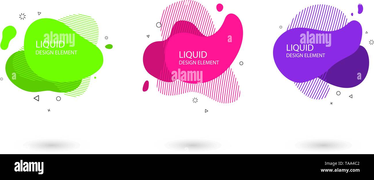 Modern minimal trendy abstract fluid set. Flat geometric liquid ...