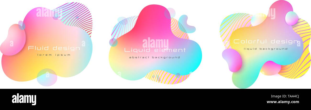 Futuristic colorful abstract liquid element set. Dynamical colored ...
