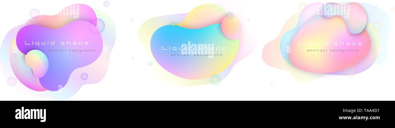 Set of liquid elements pastel colors. Fluid colorful shapes Stock ...