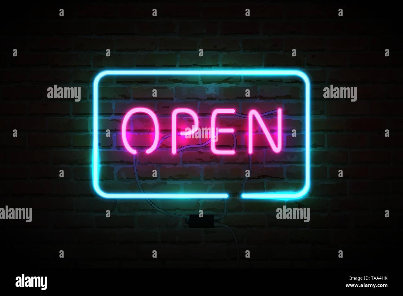 Neon sign OPEN, bright signboard, glowing banner Stock Vector Image ...