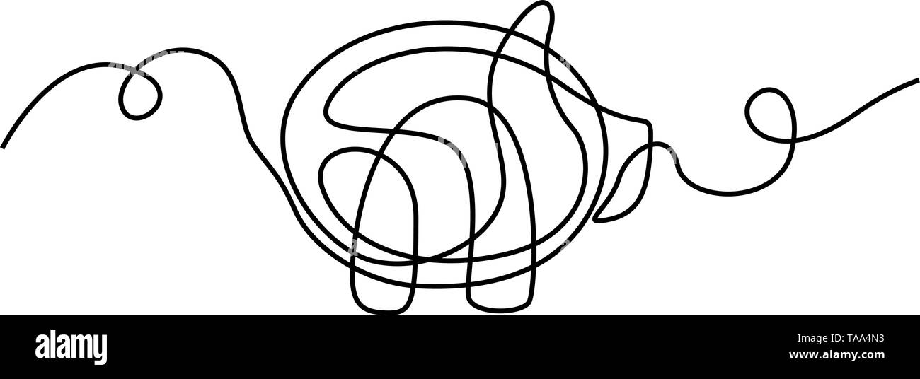 Continuous line drawing Pig. Vector illustration Stock Vector Image ...