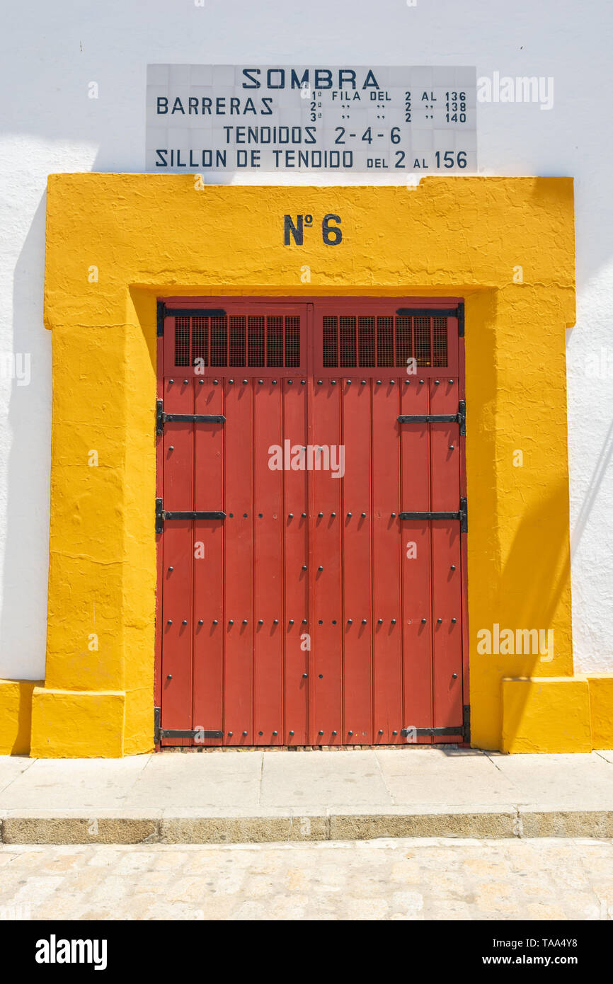 Entrance door to the grand royal bullring and museum of bullfighting ...