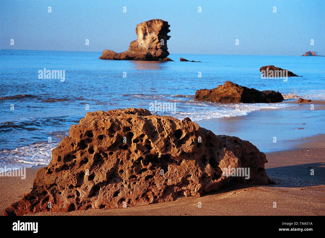 Lonely Sea Stack and Seashore, Saurashtra, Gujarat, India, Asia Stock ...