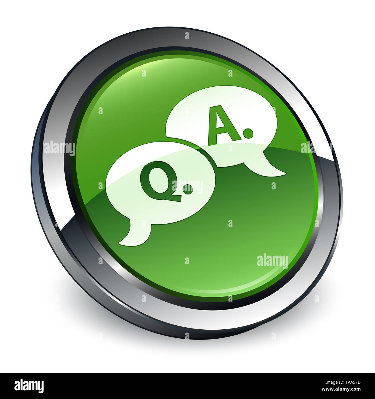 Question answer bubble icon isolated on 3d soft green round button ...
