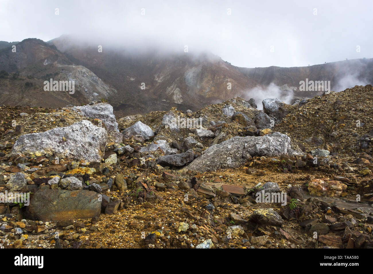 Beautiful landscape of mount Papandayan. Papandayan Mountain is one of ...