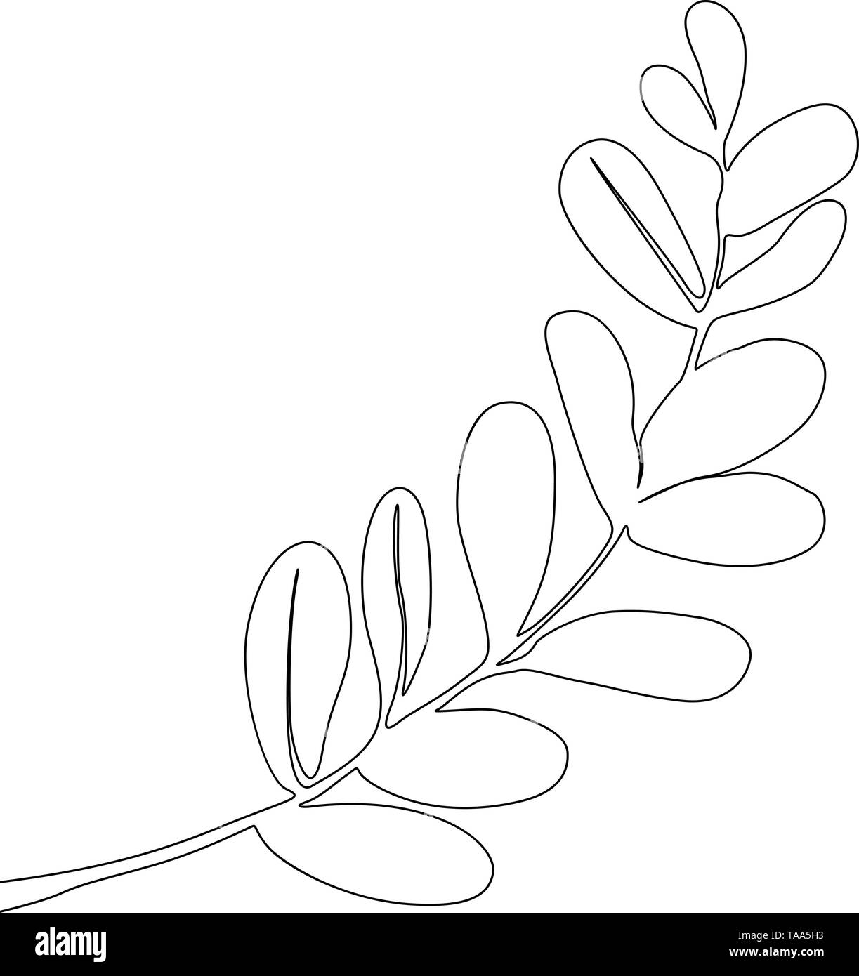 One line drawing tropical branch. Continuous line exotic plant Stock ...