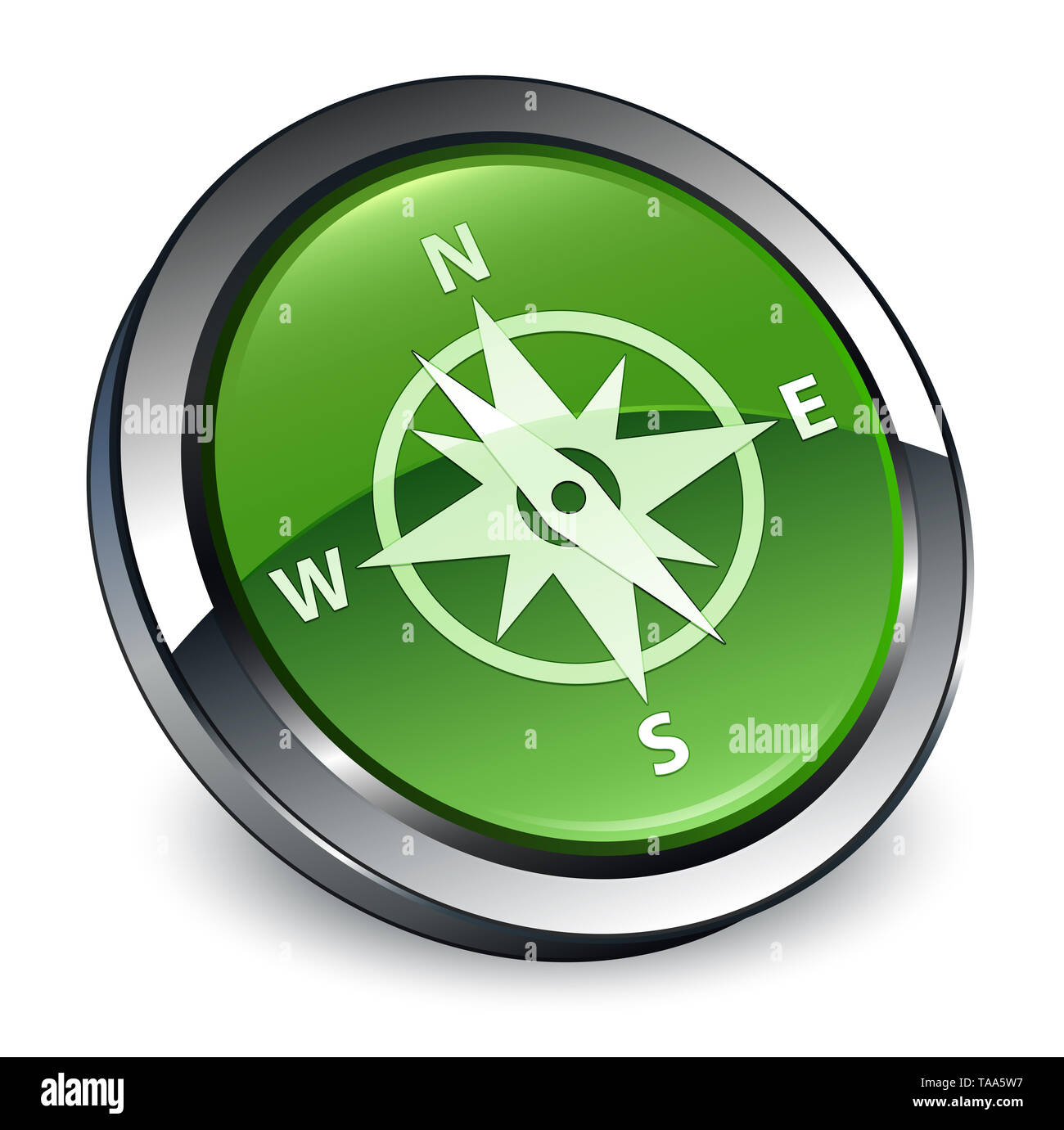 Compass icon isolated on 3d soft green round button abstract ...