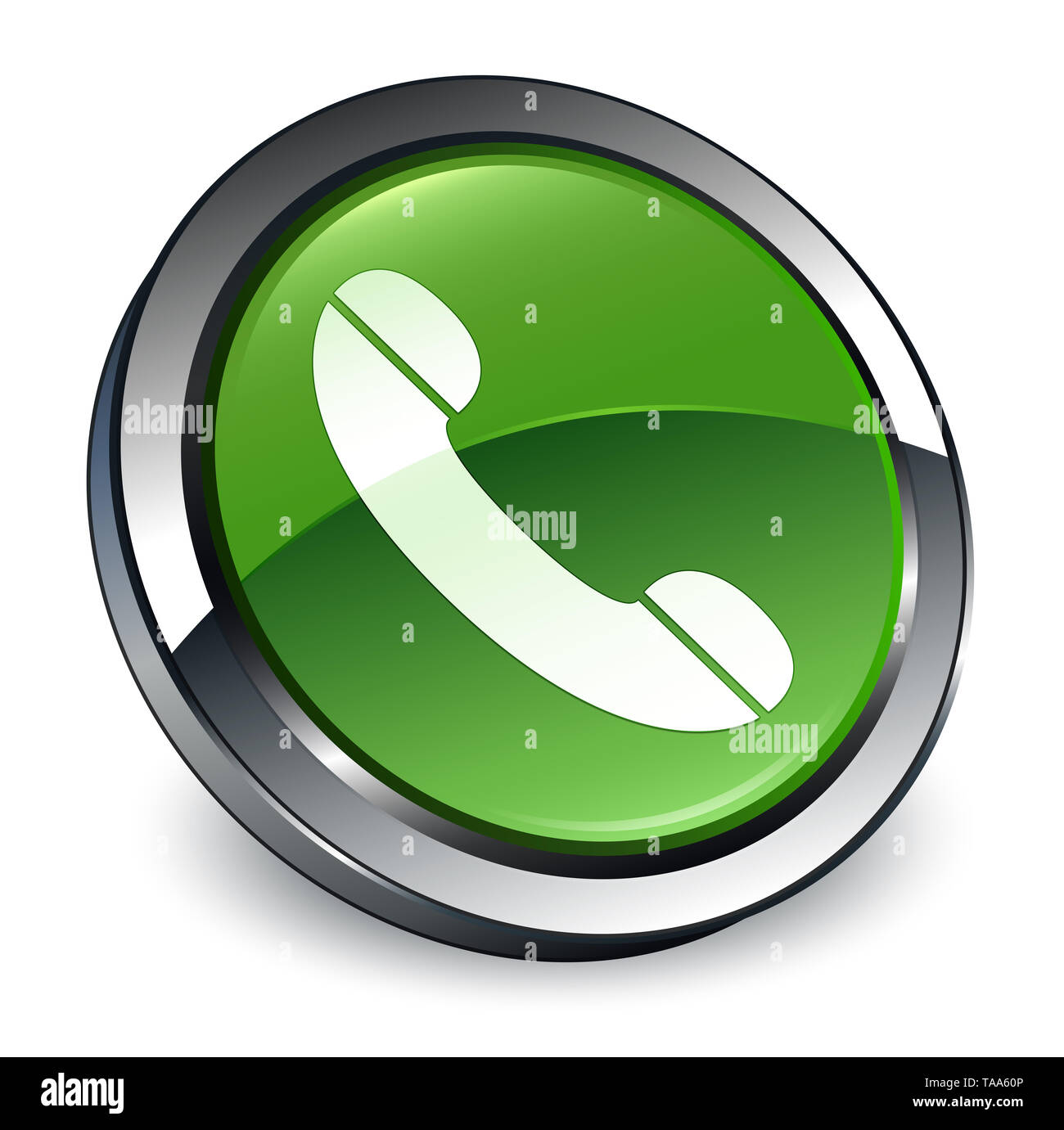 Phone icon isolated on 3d soft green round button abstract illustration ...