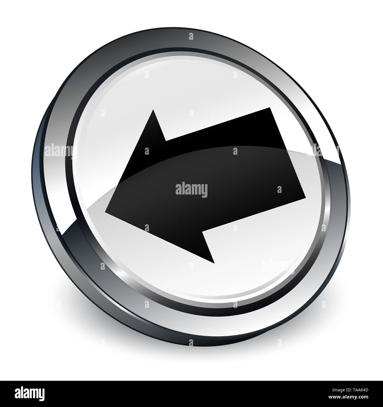 Back arrow icon isolated on 3d white round button abstract illustration ...