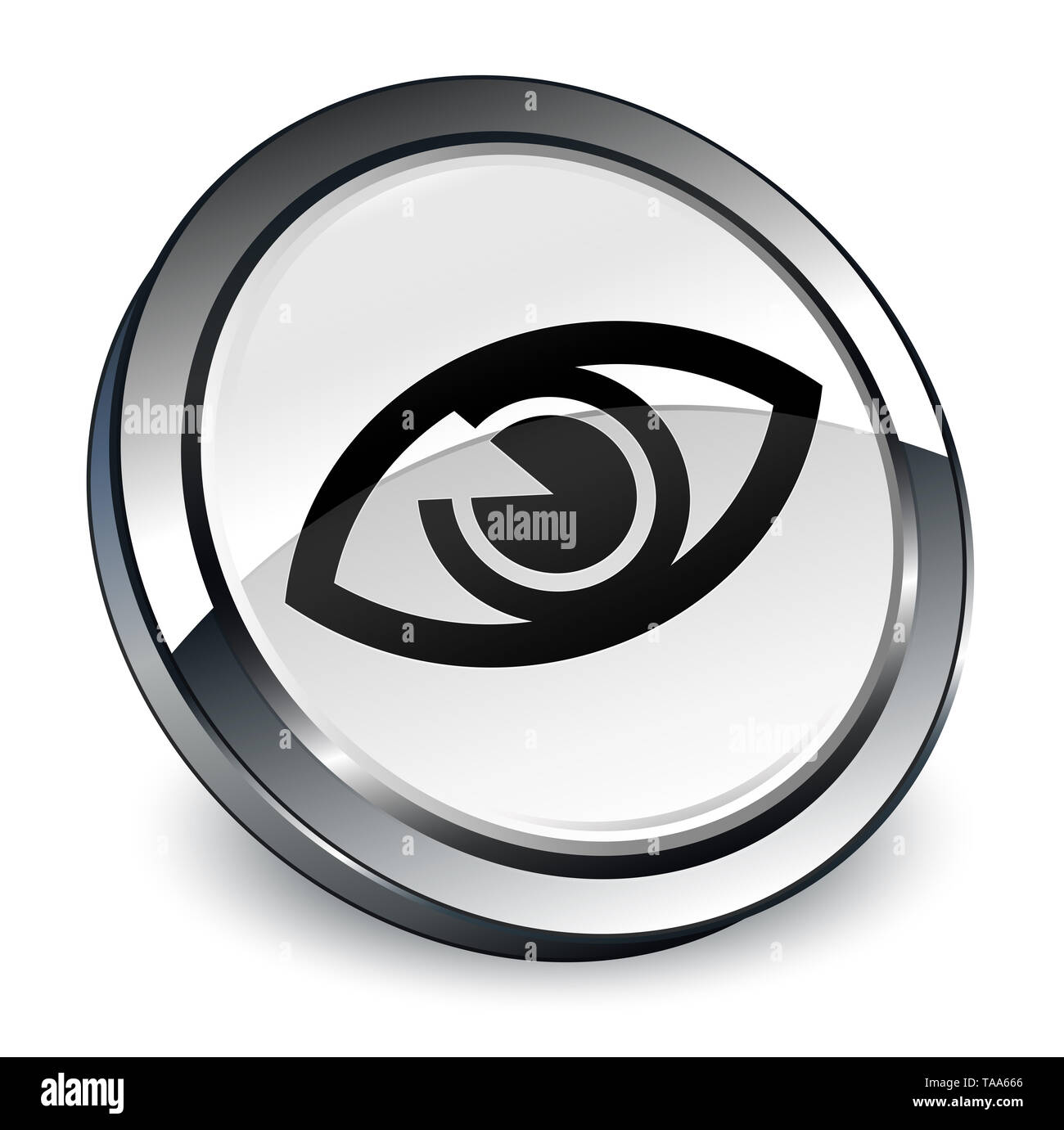 Eye icon isolated on 3d white round button abstract illustration Stock ...