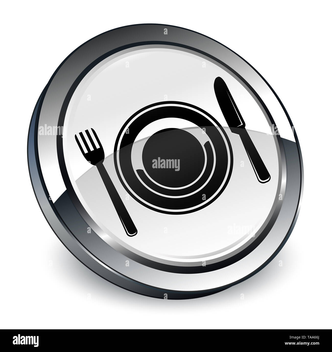 Food plate icon isolated on 3d white round button abstract illustration ...