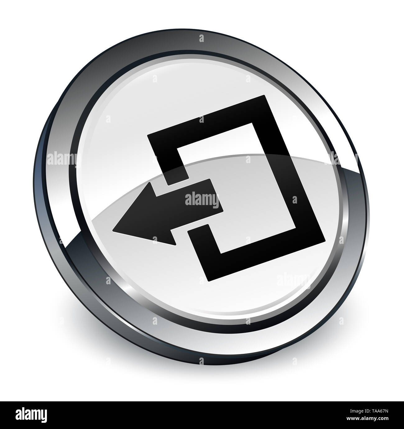 Logout icon isolated on 3d white round button abstract illustration ...