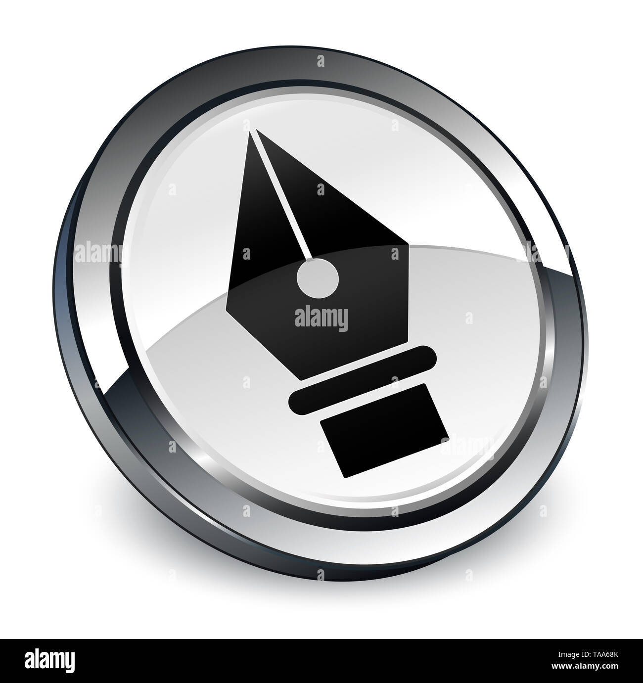 Pen icon isolated on 3d white round button abstract illustration Stock ...