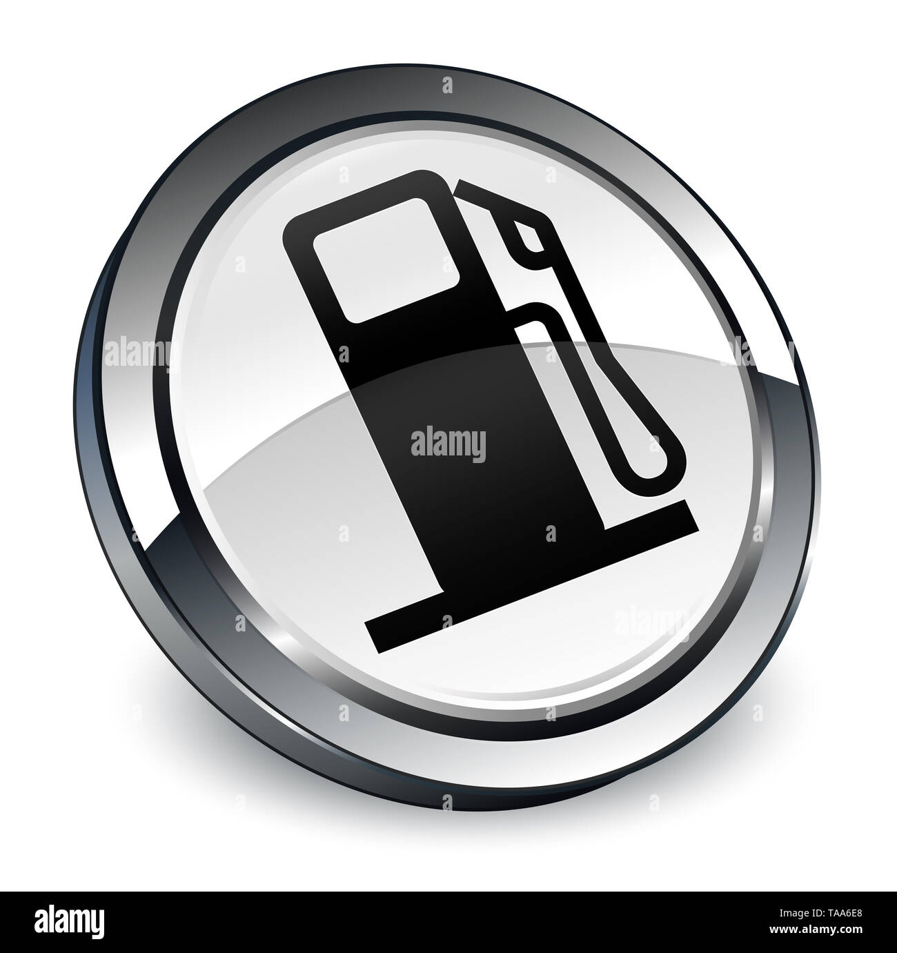 Fuel dispenser icon isolated on 3d white round button abstract ...