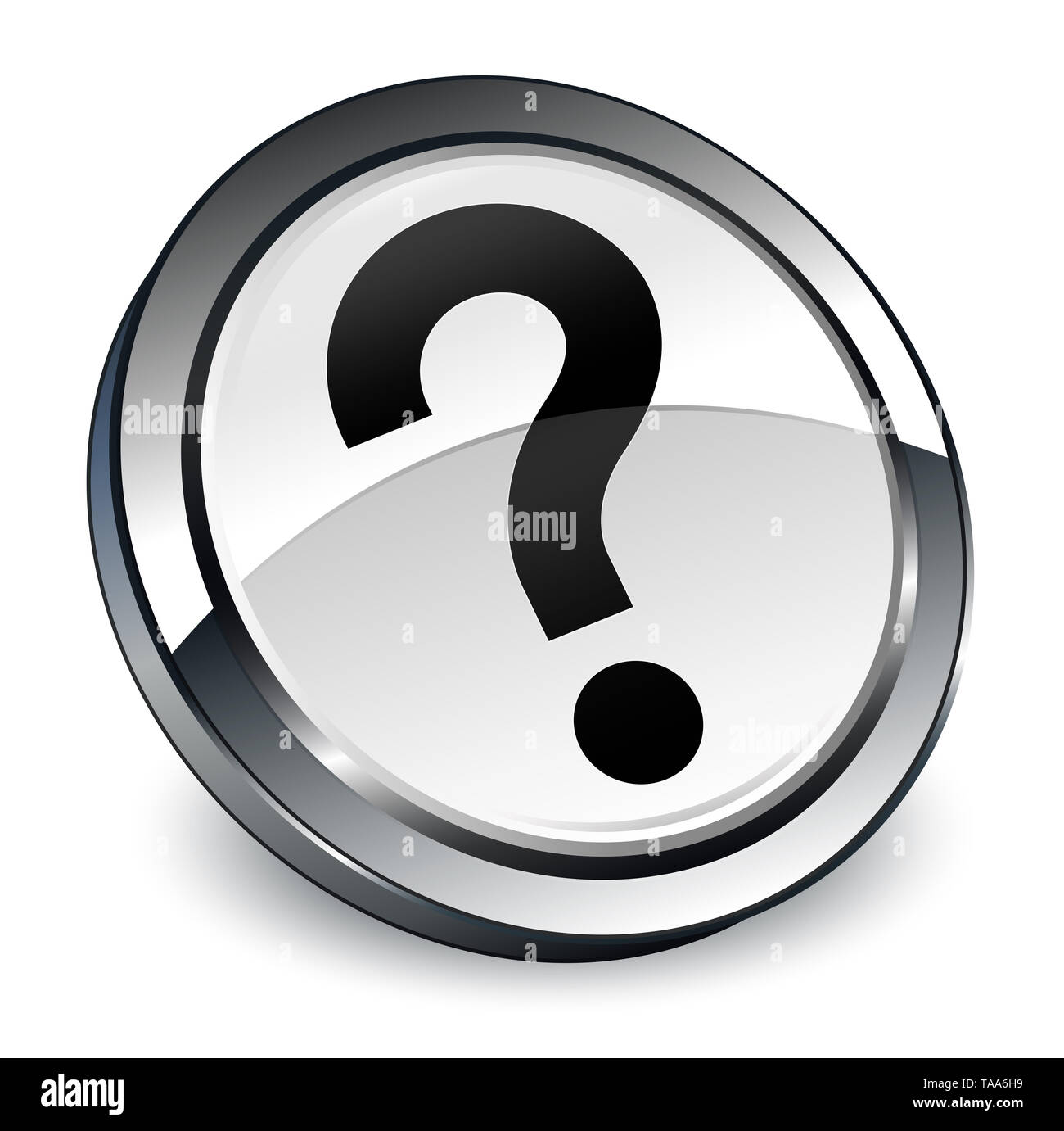 Question mark icon isolated on 3d white round button abstract ...