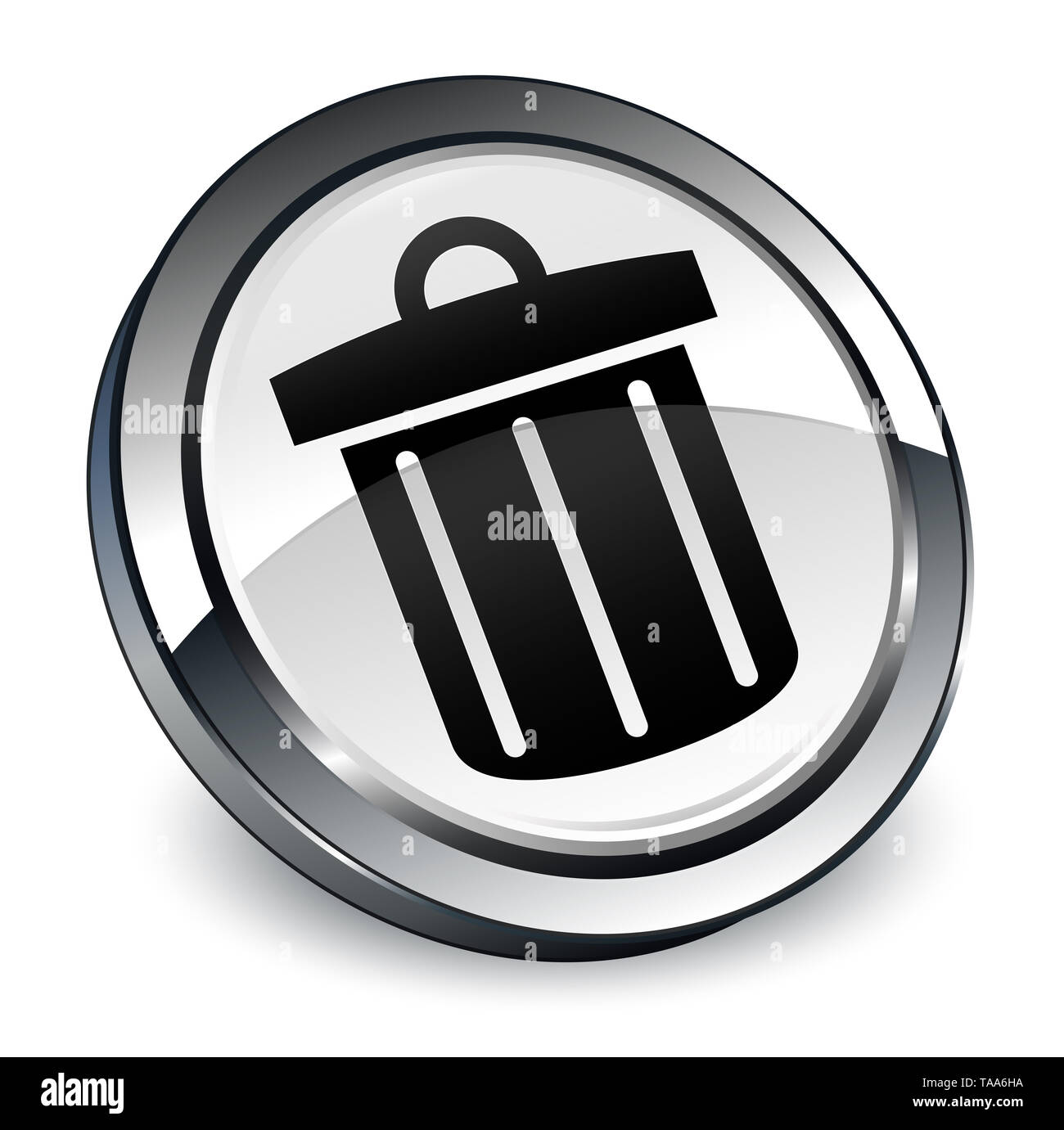 Recycle bin icon isolated on 3d white round button abstract ...