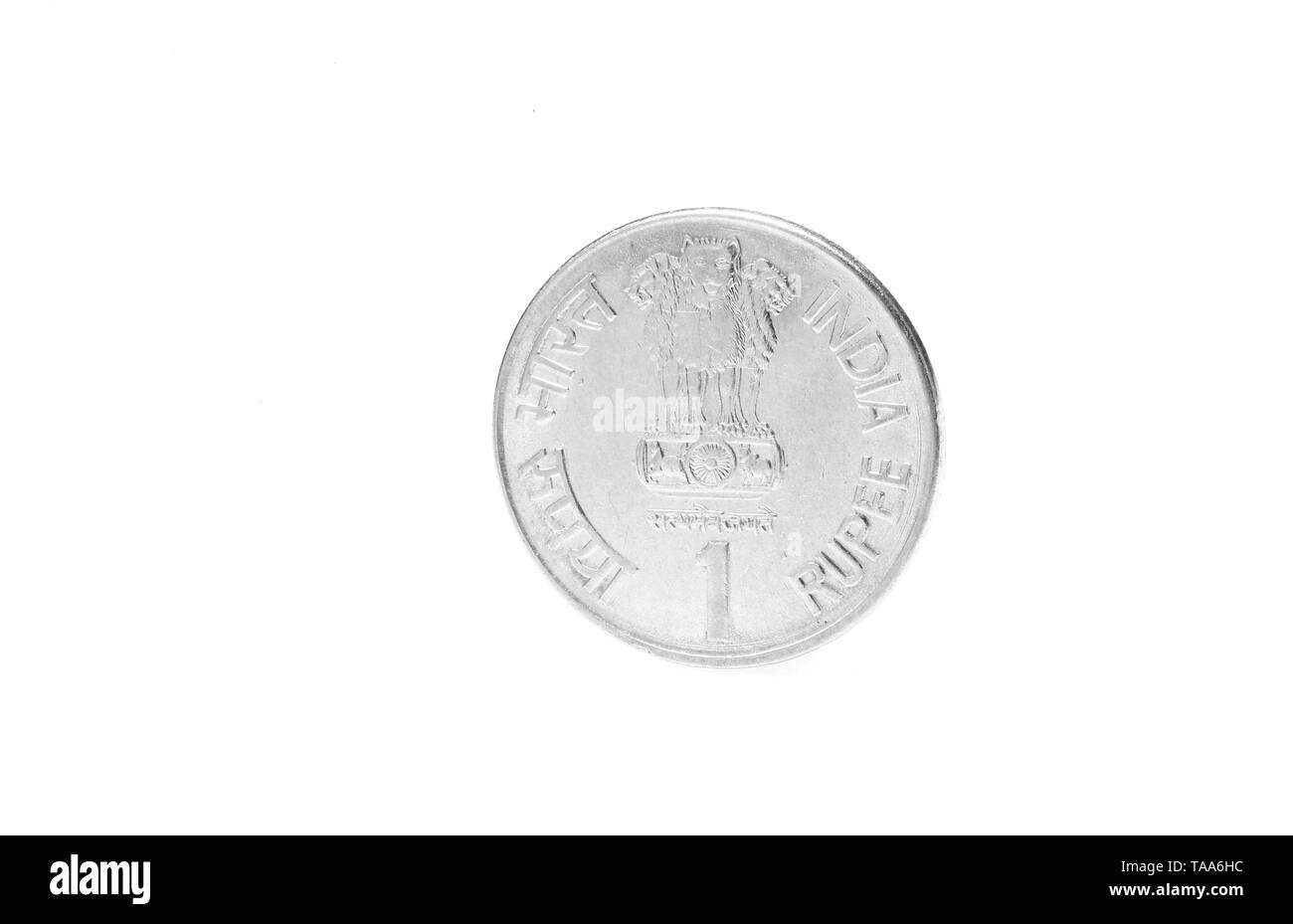 Indian 1 rupee coin Black and White Stock Photos & Images - Alamy