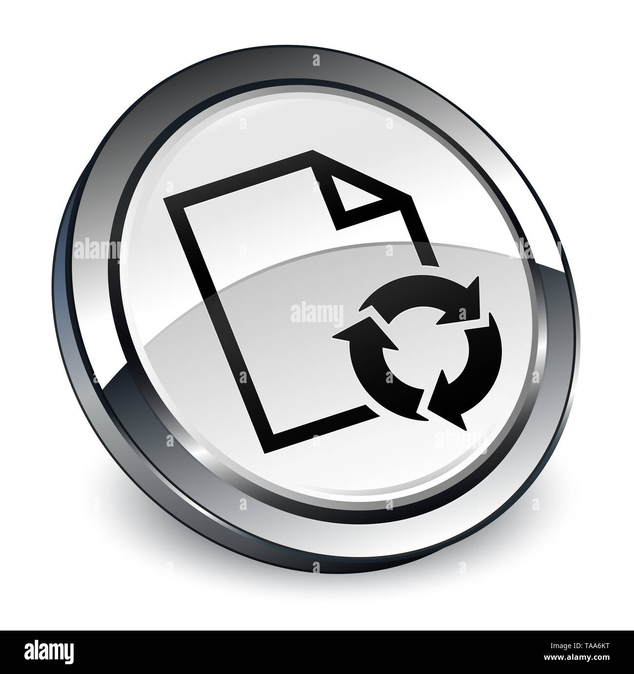 Document process icon isolated on 3d white round button abstract ...