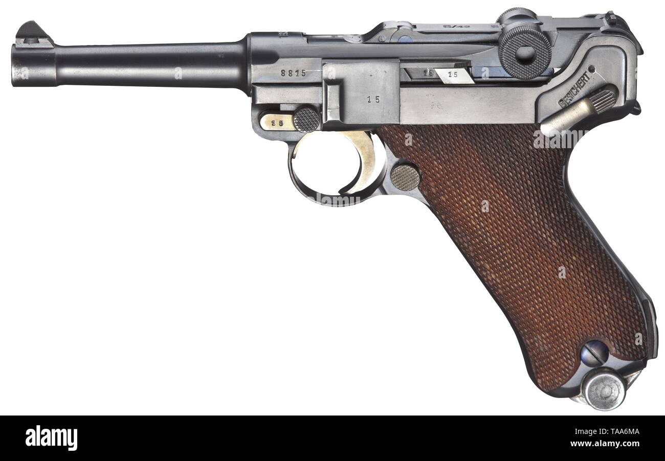 Small arms, pistols, Luger pistol 08 Parabellum, manufactured by Mauser ...