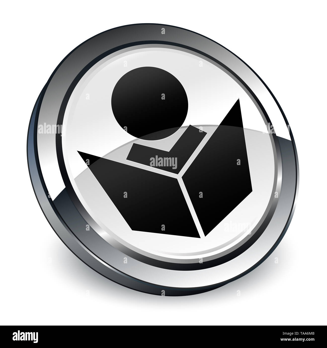 Elearning icon isolated on 3d white round button abstract illustration ...