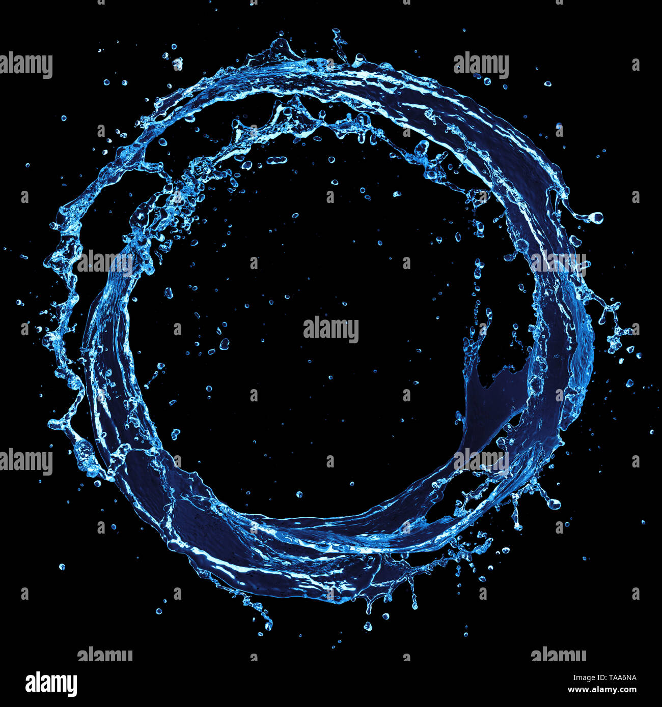 Circle Water - Round Splash On Black Background Stock Photo - Alamy