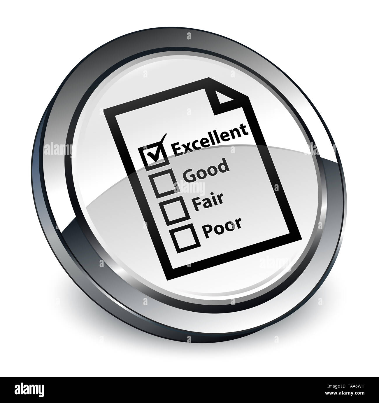 Questionnaire icon isolated on 3d white round button abstract ...