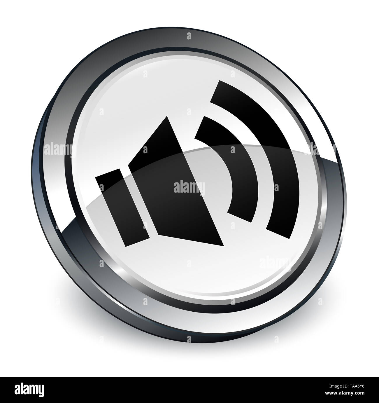 Volume icon isolated on 3d white round button abstract illustration ...