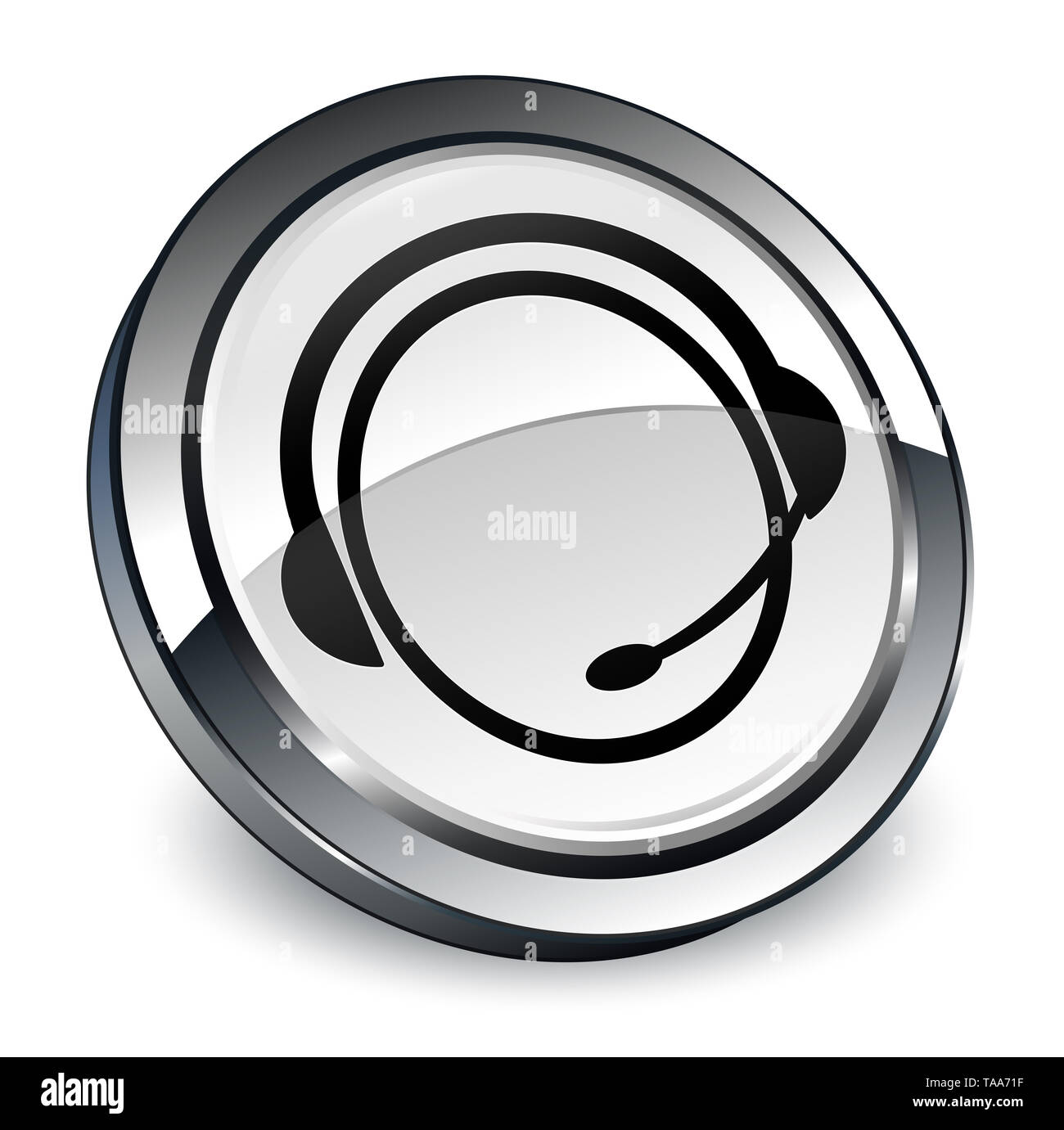 Customer care service icon isolated on 3d white round button abstract ...