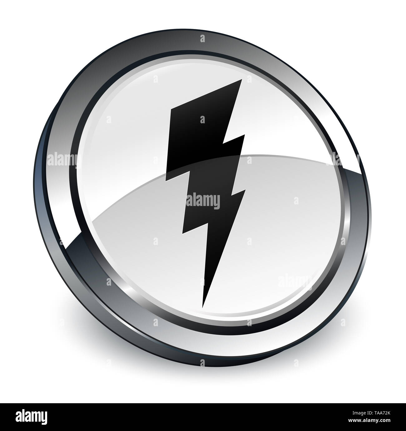 Electricity icon isolated on 3d white round button abstract ...
