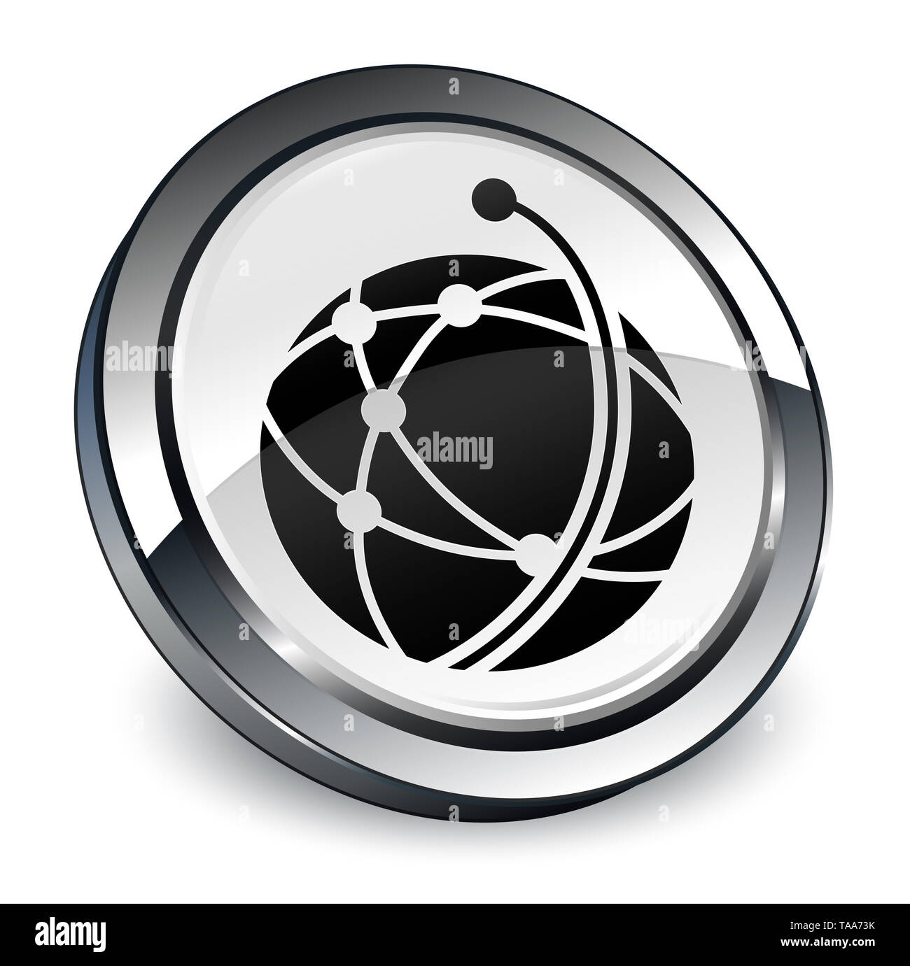 Global network icon isolated on 3d white round button abstract ...