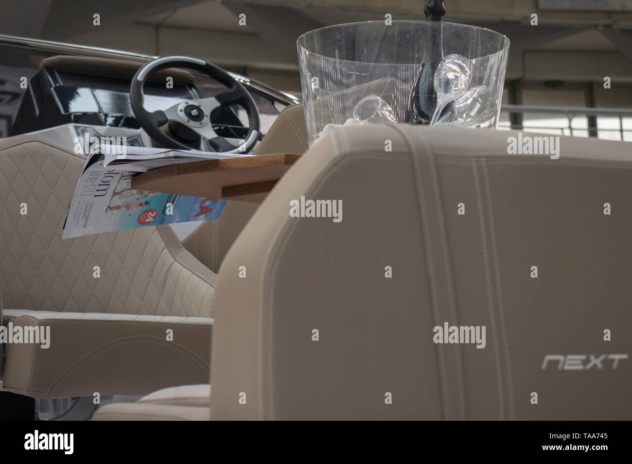 Cockpit of luxury speed boat Stock Photo - Alamy