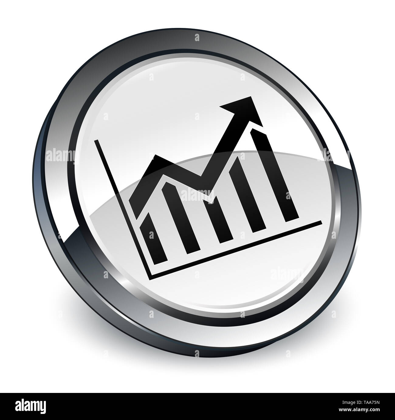 Statistics icon isolated on 3d white round button abstract illustration ...