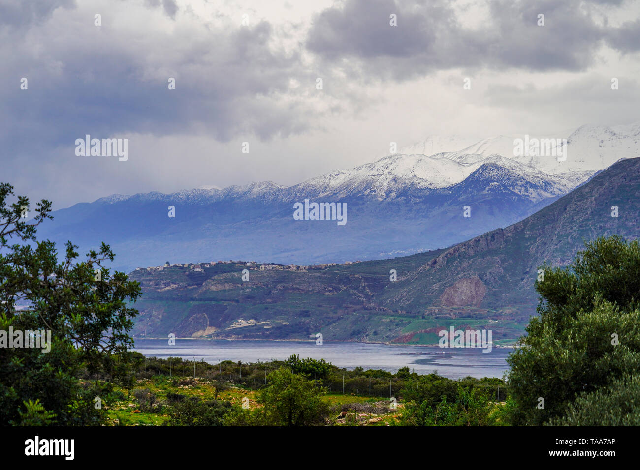 Dramatic winter mountain landscape scene on Crete, Greece Stock Photo ...