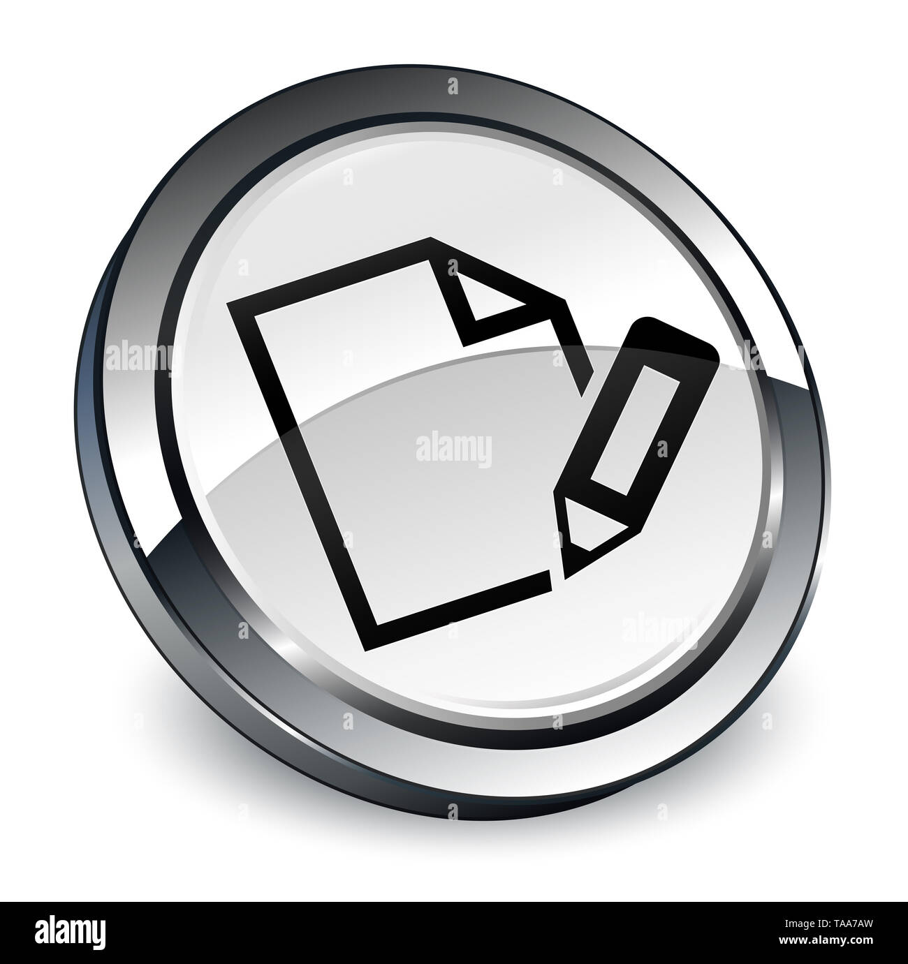 Edit document icon isolated on 3d white round button abstract ...