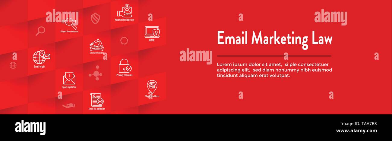Email Marketing Rules & Regulations Icon Set and Web Header Banner ...
