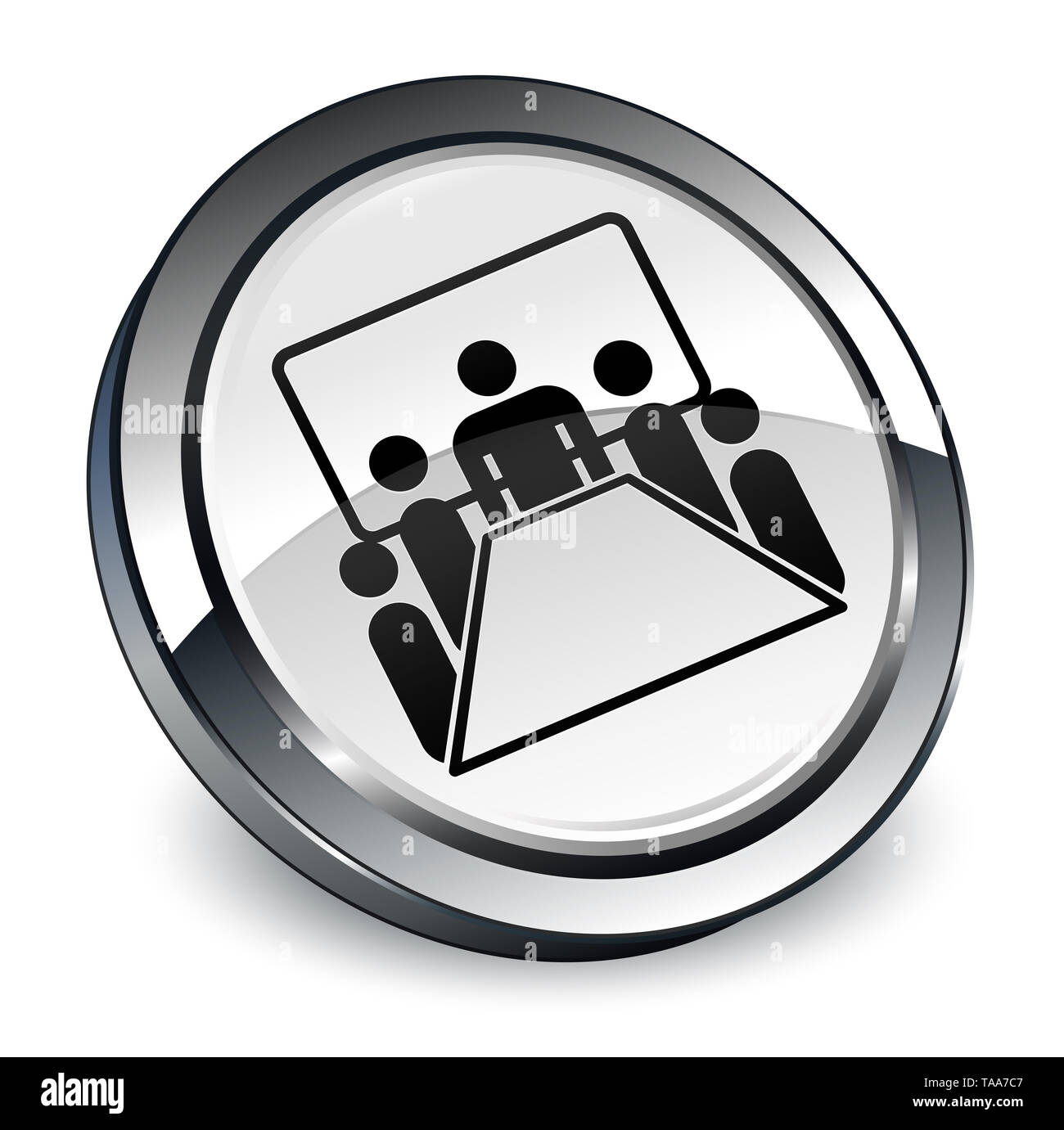 Meeting room icon isolated on 3d white round button abstract ...