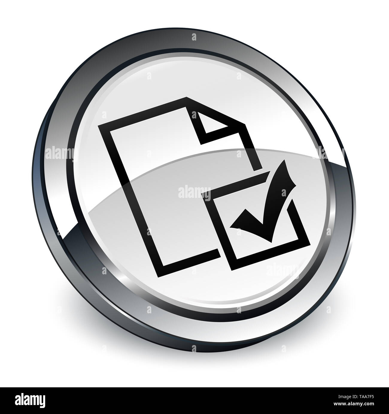 Survey icon isolated on 3d white round button abstract illustration ...