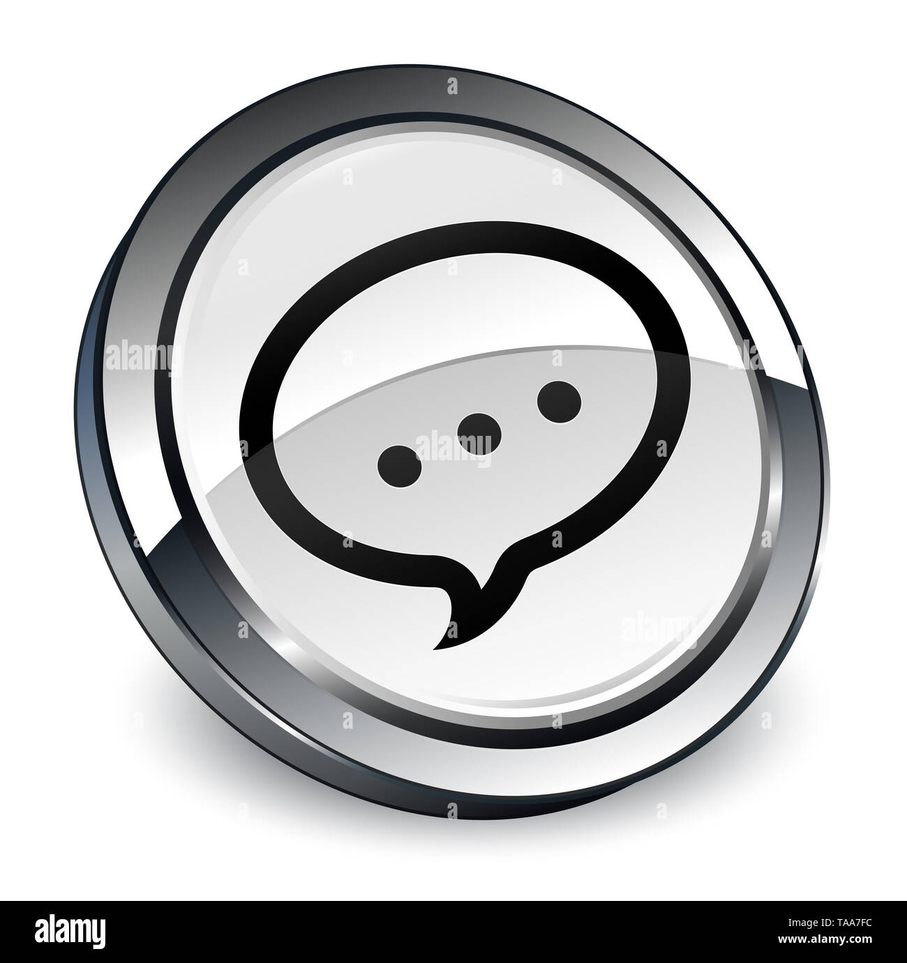 Talk icon isolated on 3d white round button abstract illustration Stock ...