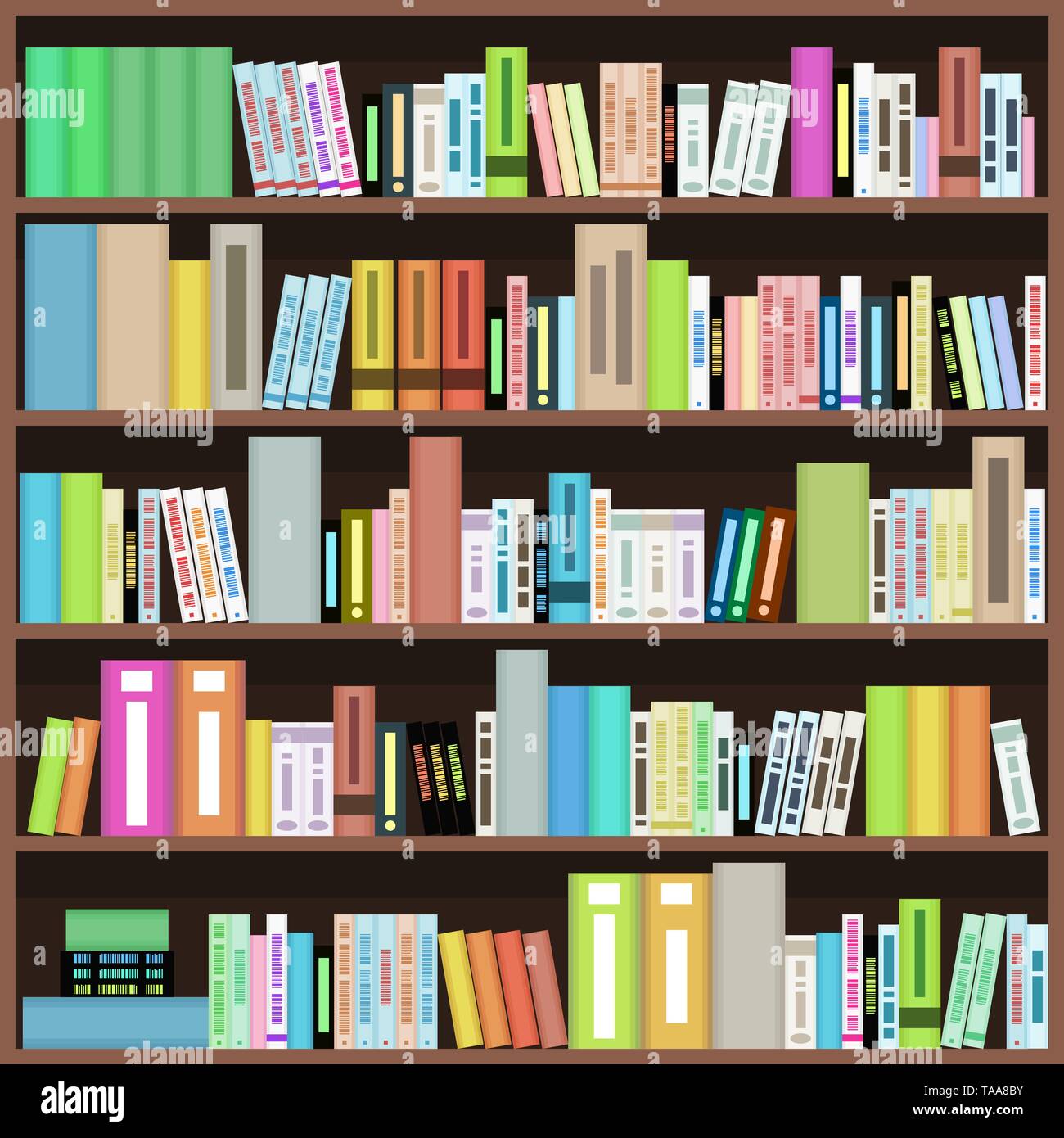 Bookcase with colorful books in library, bookstore or home. Literature ...