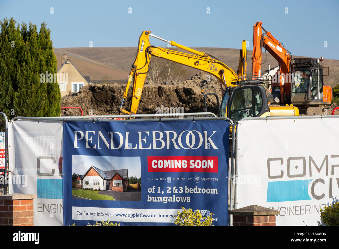 Building new houses on a green field site in Clitheroe, Lancashire, UK ...