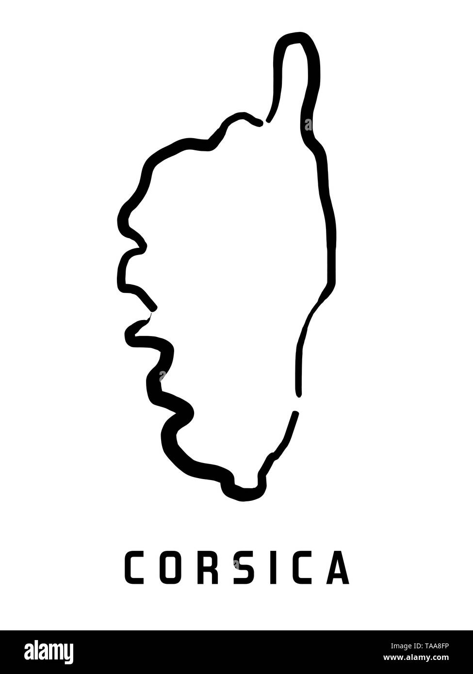 Corsica map outline - smooth simplified island shape map vector Stock ...