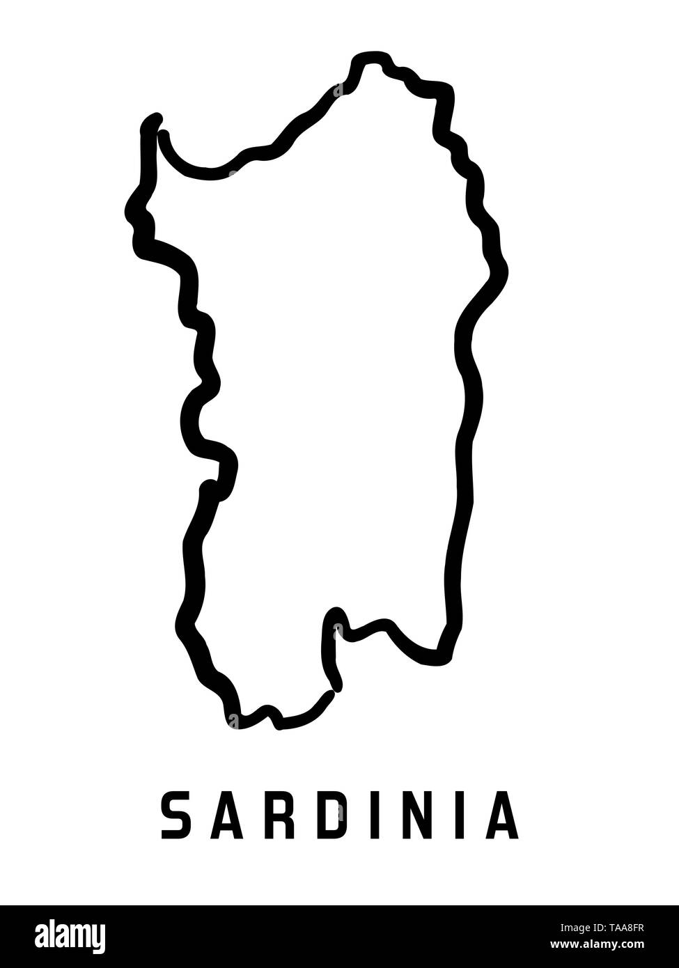 Sardinia map outline - smooth simplified island shape map vector Stock ...