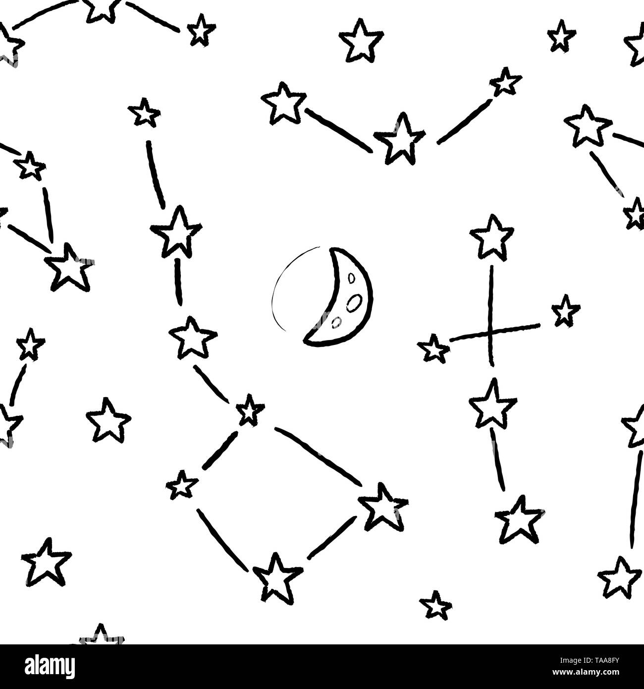 Star constellations pattern - seamless space doodle background ...