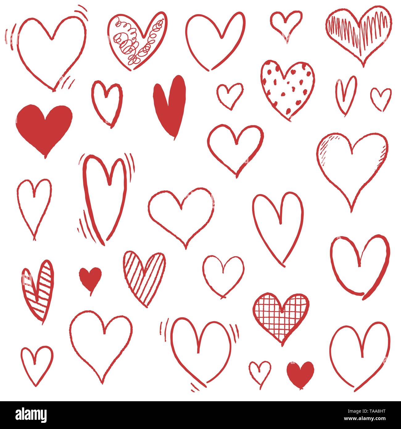 Hand drawn heart set - doodle vector heart shapes Stock Vector Image ...