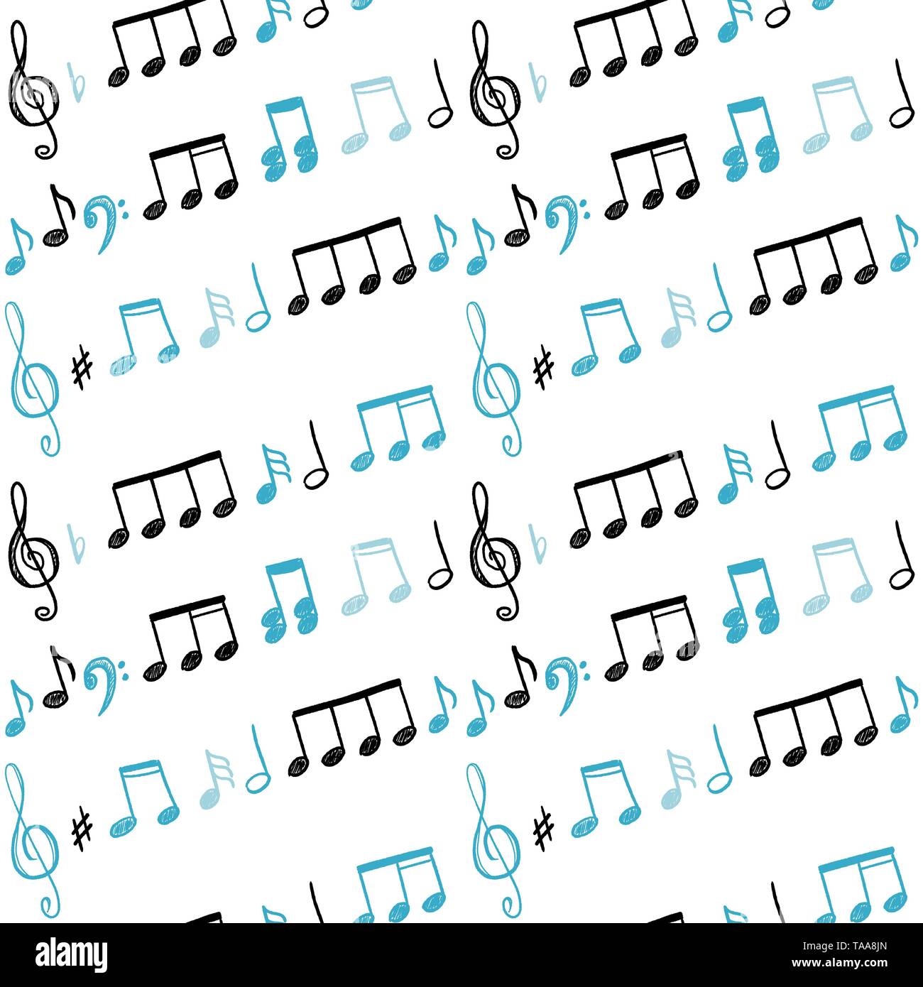 Music notes and clefs seamless pattern - vector musical texture Stock ...