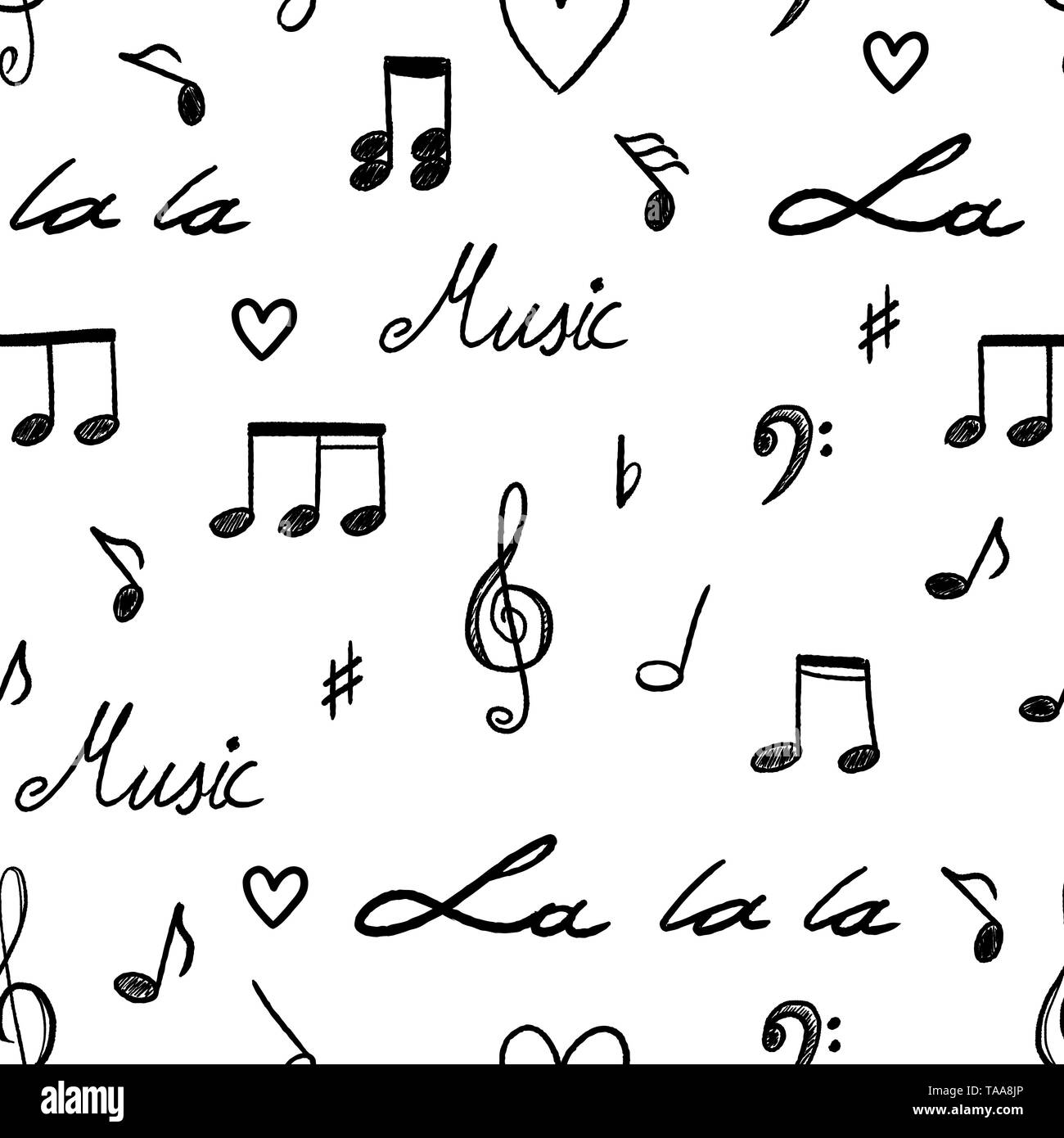 Music notes and clefs seamless pattern - vector musical texture Stock ...