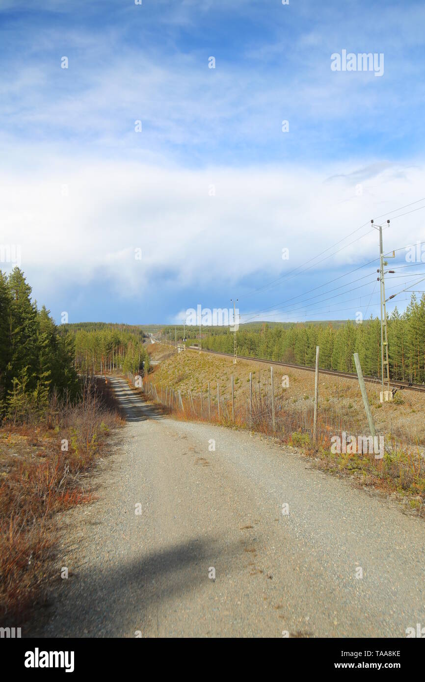 Road besides railroad track in Lapland, Sweden Stock Photo - Alamy