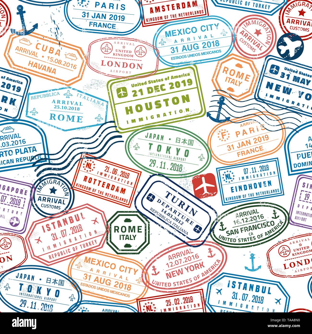 Passport Stamps Vector