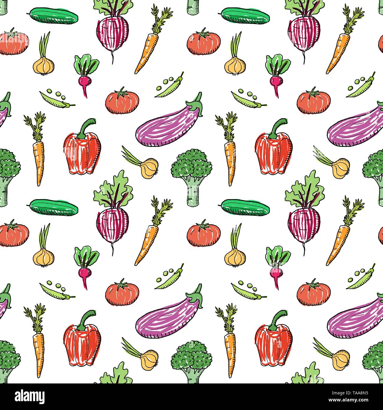 Vegetable vector. Organic vegetables texture. Seamless fashion design ...