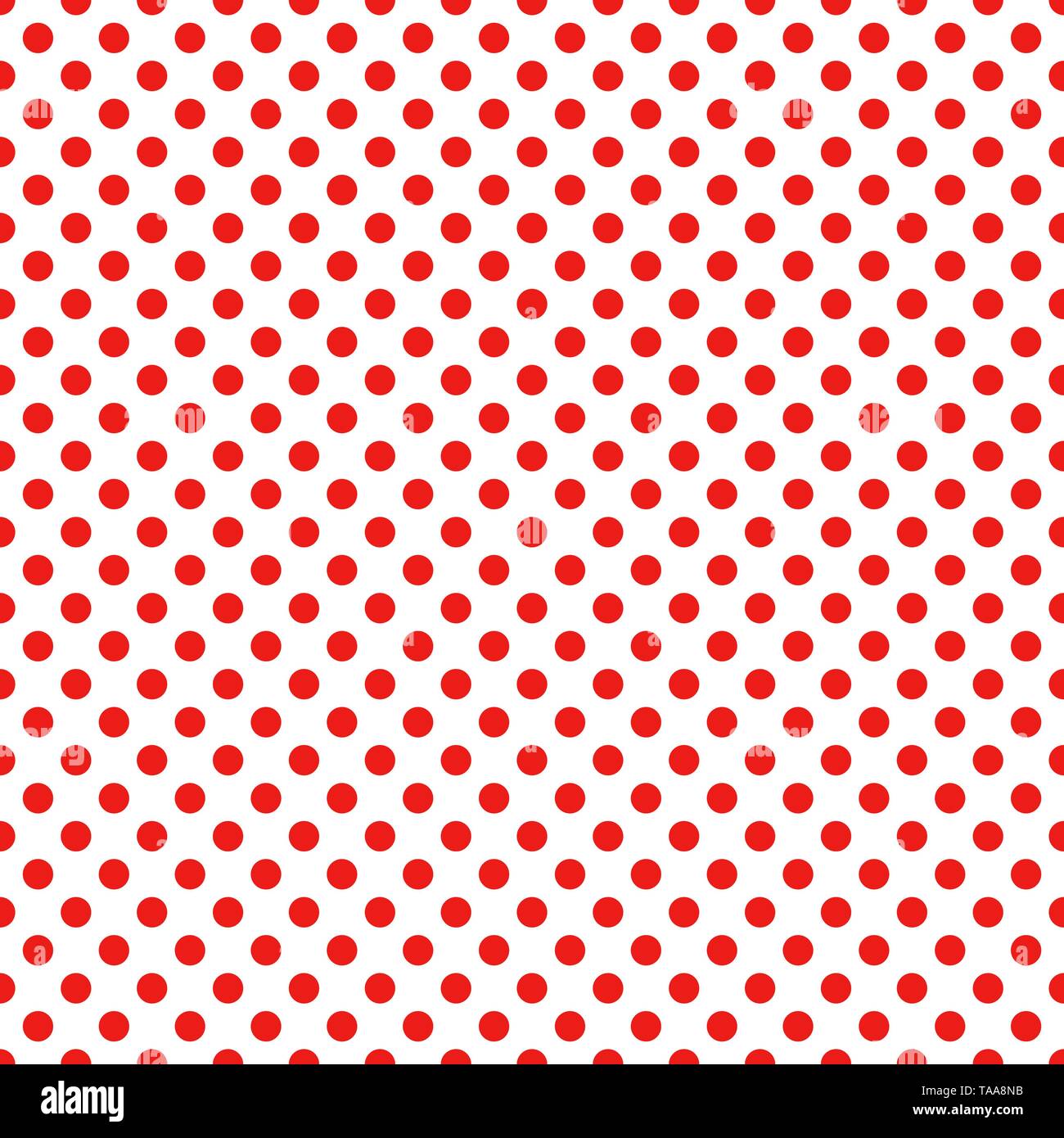 Seamless polka dot pattern vector. Red on white. Polka dots texture ...
